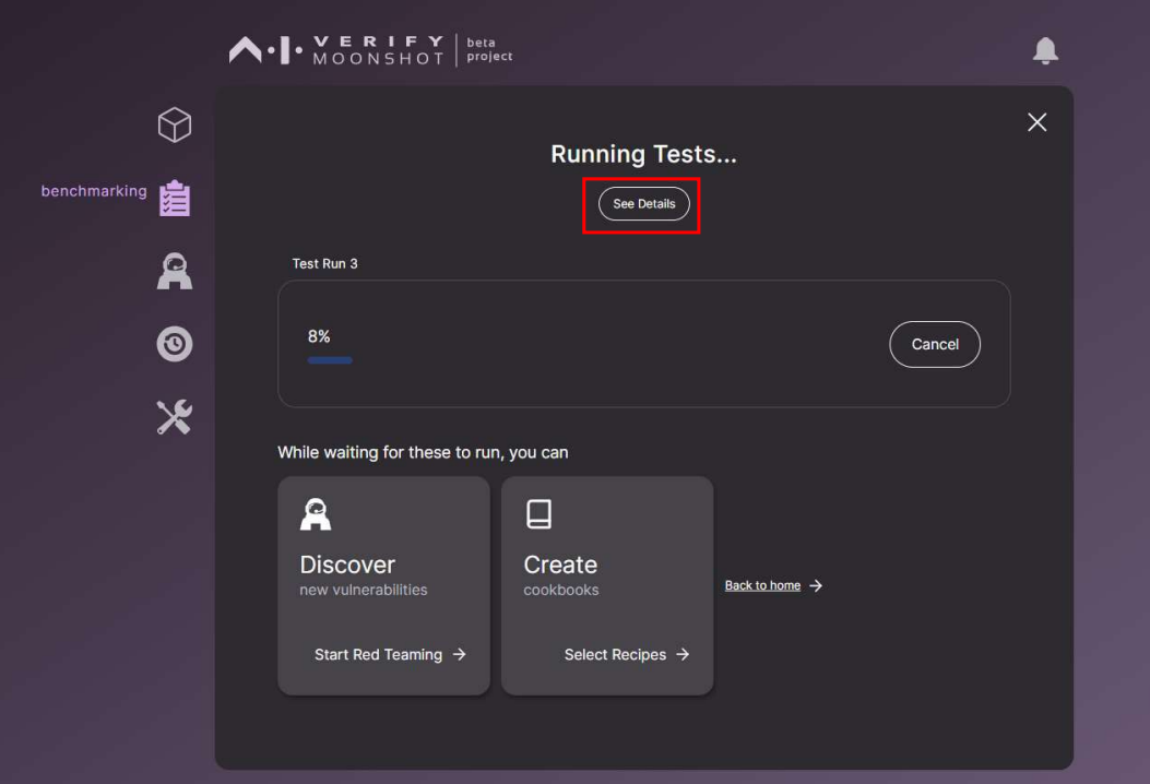 (UI) Running Benchmarks - Moonshot